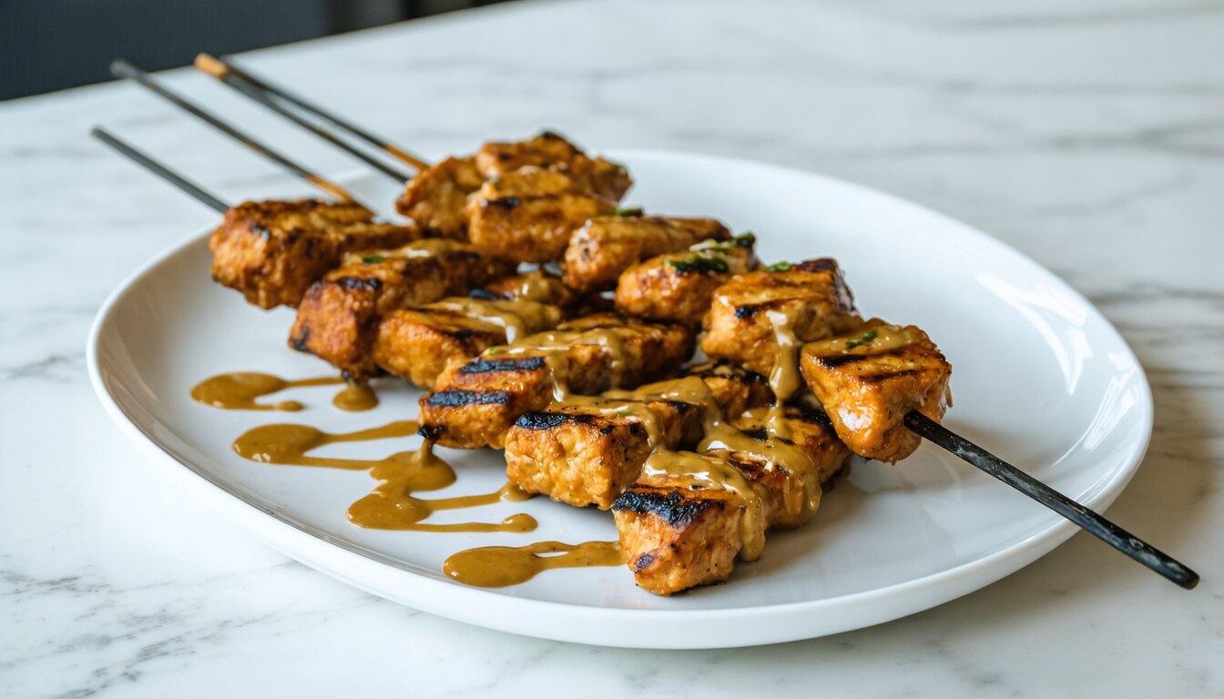 Vegan Chicken Satay with Tempeh - Chopped
