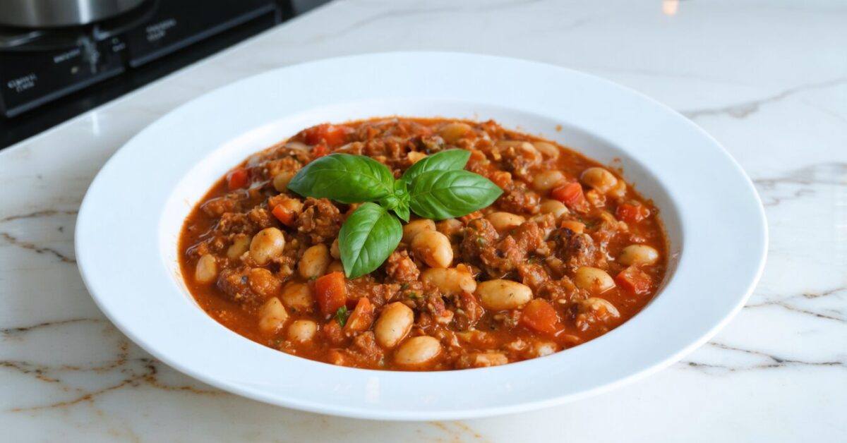 Bean and Meat Stew (Fasoulia) - Chopped