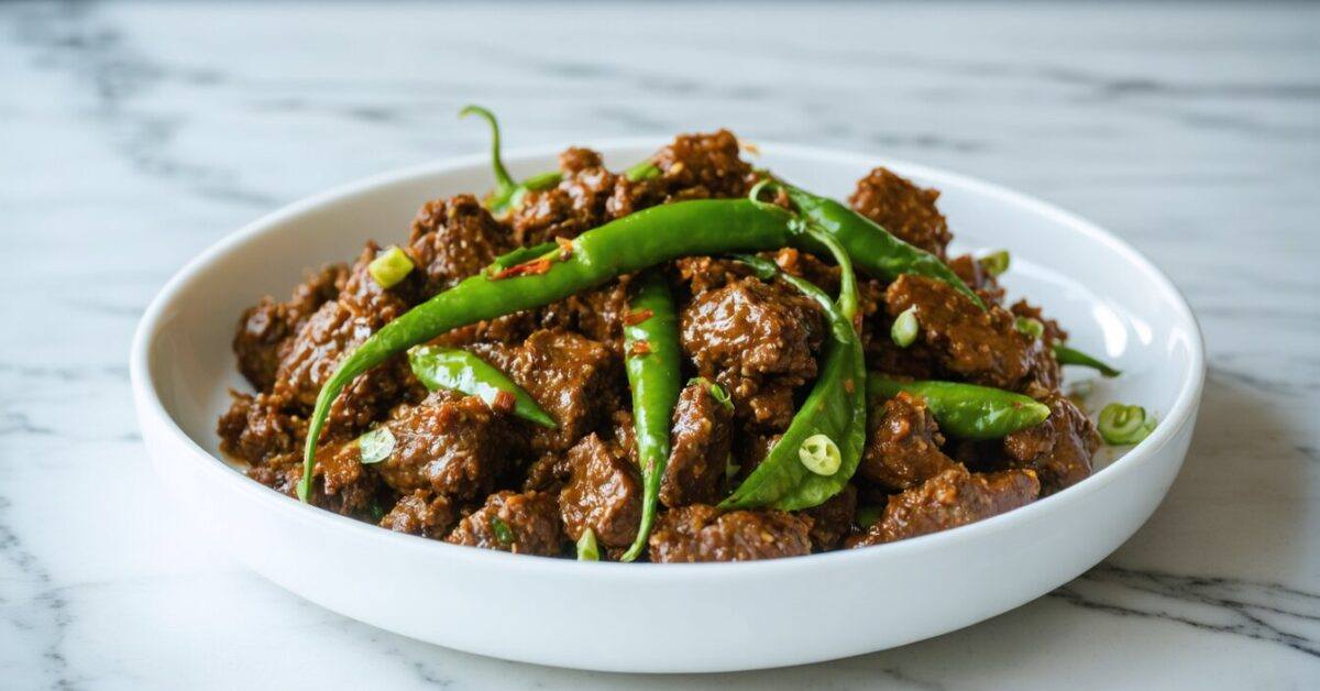 Beef Rendang with Green Chili (Rendang Hijau) - Chopped