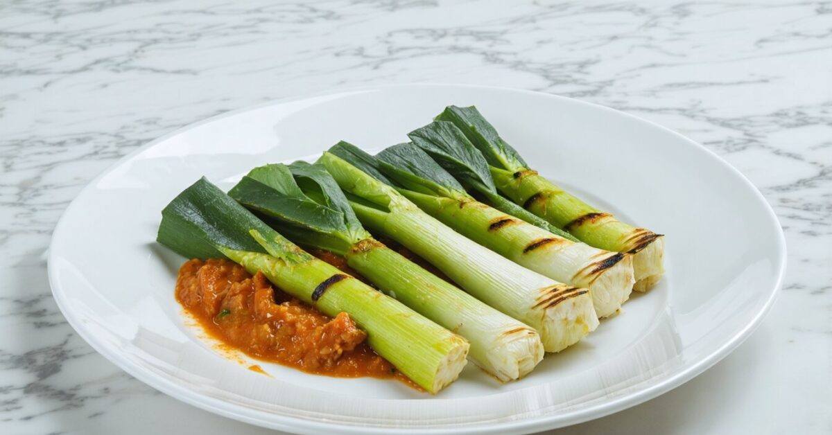 Grilled Leeks with Romesco Sauce - Chopped