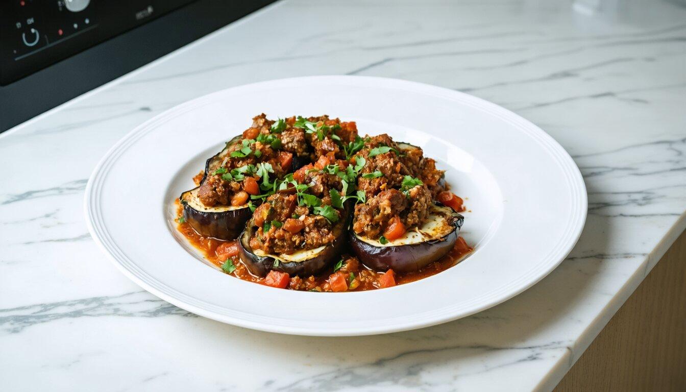 Lamb Stuffed Eggplant (Sheikh El Mahshi) - Chopped