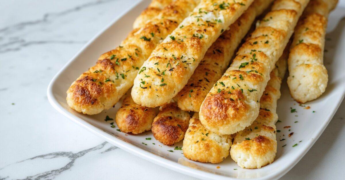 Low-Carb Cauliflower Garlic Breadsticks - Chopped