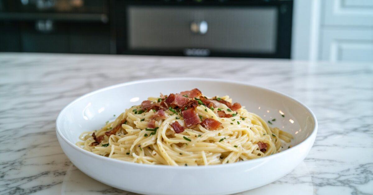 Orzo Carbonara with Pancetta - Chopped