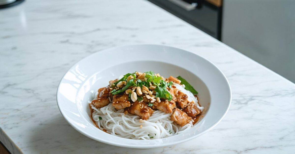 Rice Noodles with Pork (Bánh Tằm Bì) - Chopped