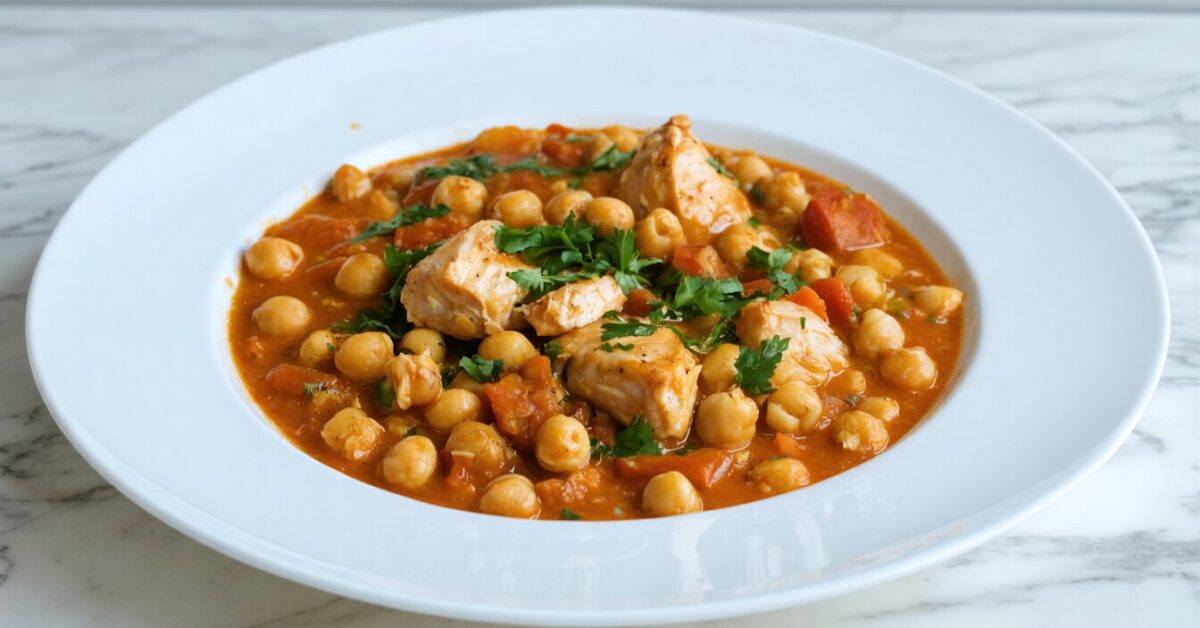 Rustic Chicken and Chickpea Stew with Spanish Paprika and Oregano - Chopped
