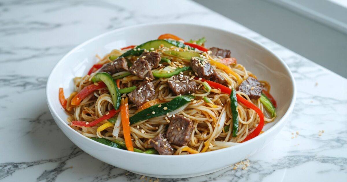 Stir-Fried Glass Noodles (Japchae) - Chopped