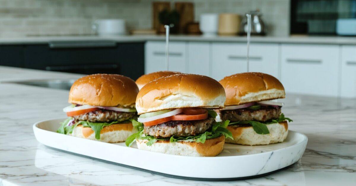 Turkey Burger Sliders with Plain Buns - Chopped