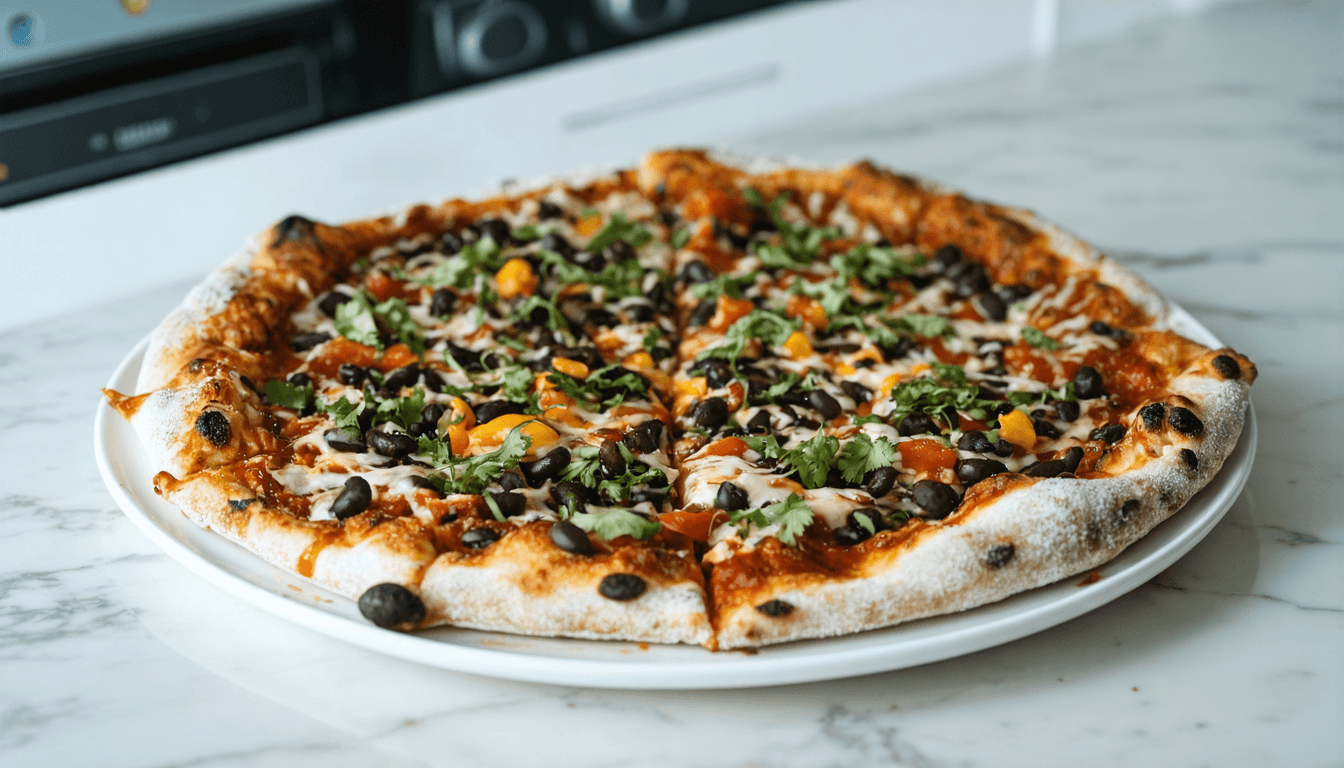 BBQ Black Bean Pizza - Chopped