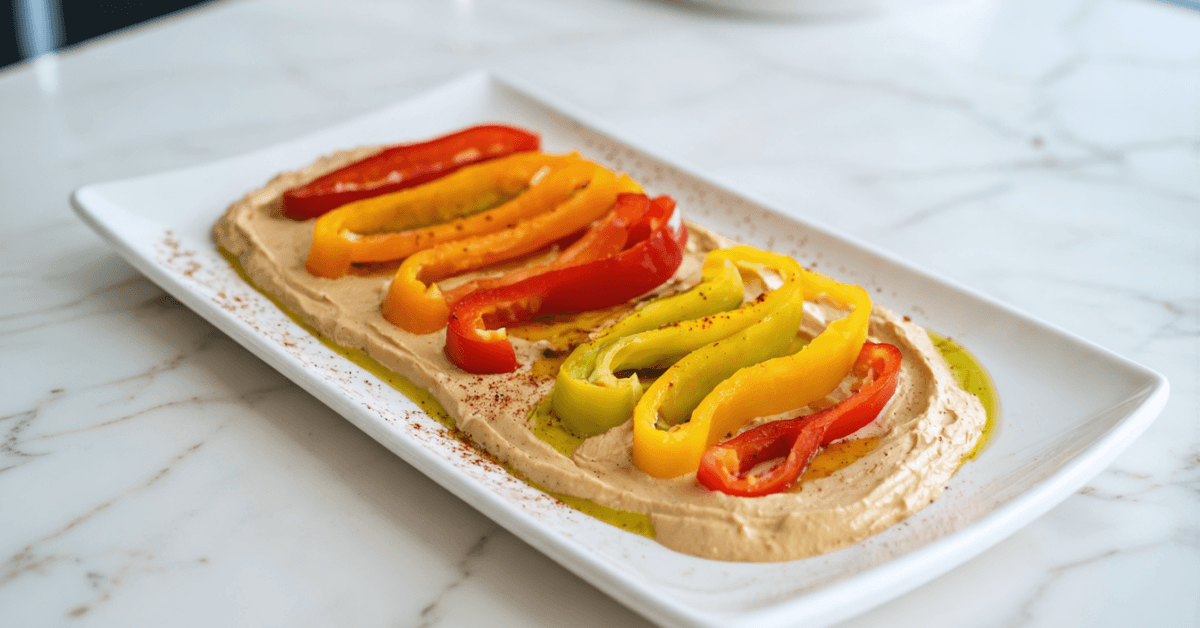 Bell Pepper Strips with Hummus - Chopped