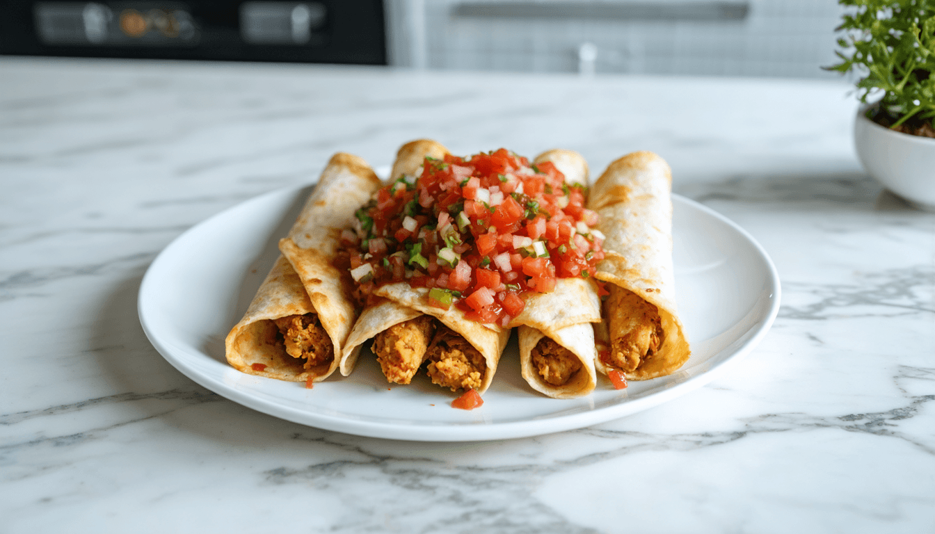 Chicken Taquitos with Salsa - Chopped
