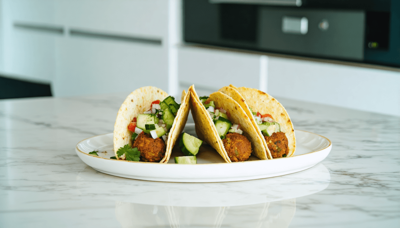 Falafel Tacos with Cucumber Salsa - Chopped
