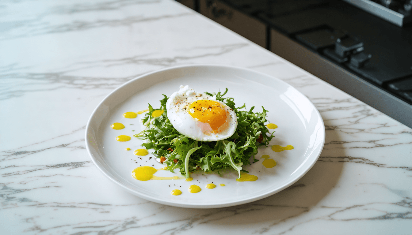 Frisée Salad with Lemon Vinaigrette and Poached Egg - Chopped