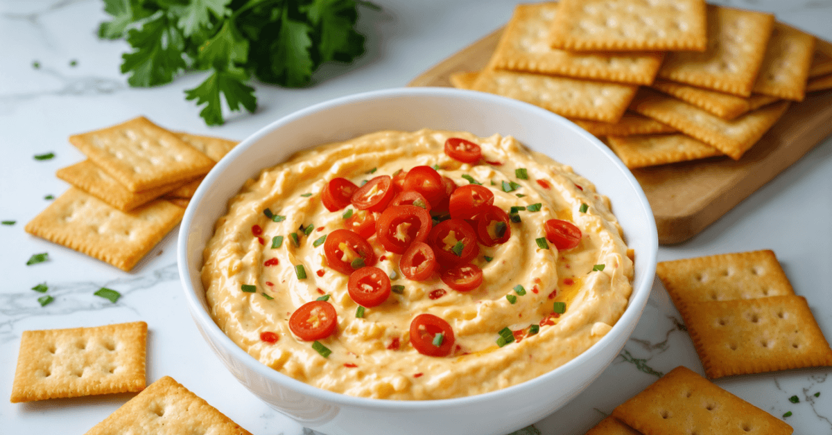 Pimento Cheese Dip with Crackers - Chopped