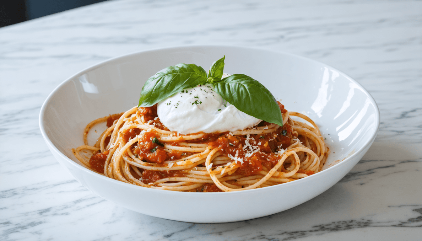 Spaghetti Al Pomodoro with Burrata - Chopped