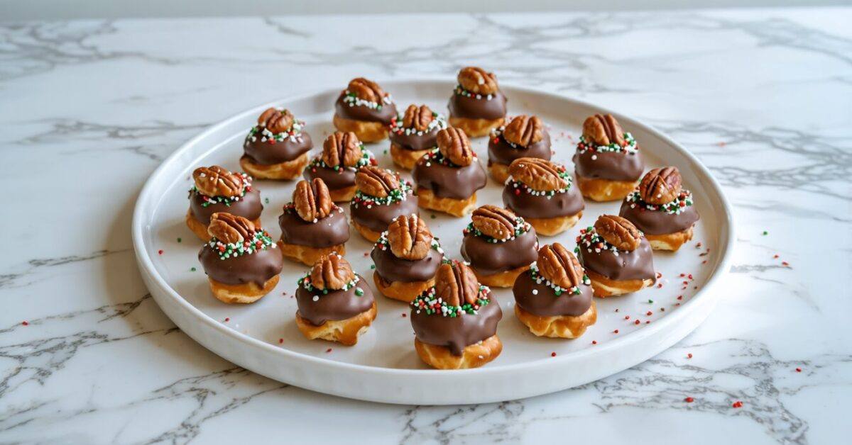 Rolo Pretzel Bites with Red and Green Sprinkles - Chopped