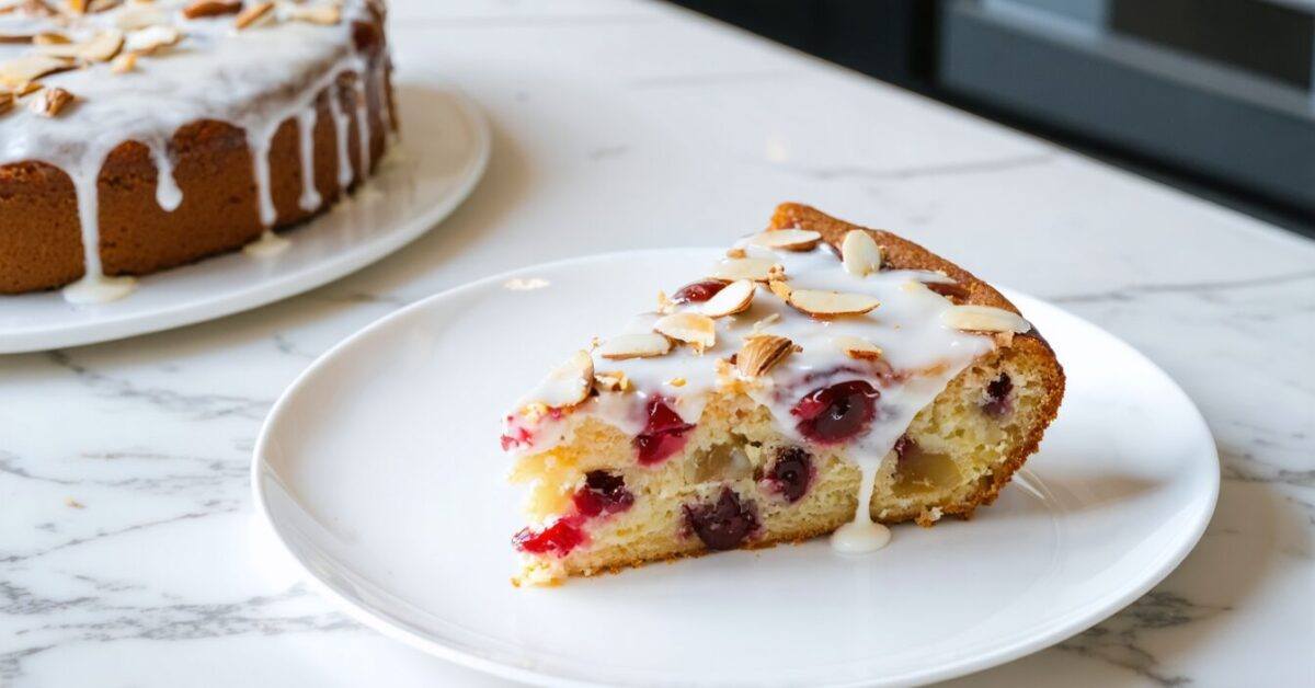 Cherry Almond Coffee Cake with Vanilla Glaze - Chopped