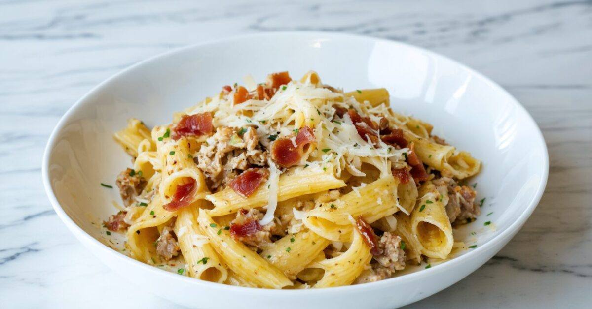 Dijon Mustard Turkey Bowtie Pasta with Crispy Prosciutto - Chopped