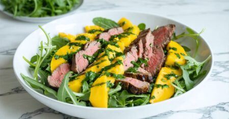 Grilled Steak and Mango Salad with Cilantro Lime Vinaigrette - Chopped