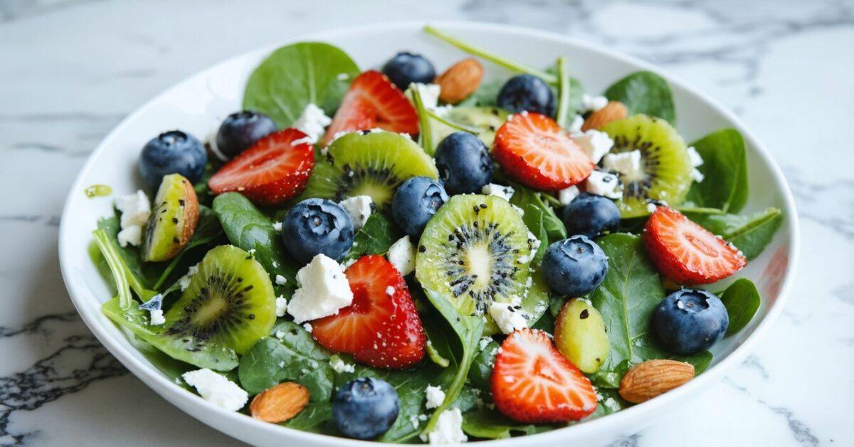 Kiwi Berry Spinach Salad with Poppy Seed Dressing - Chopped