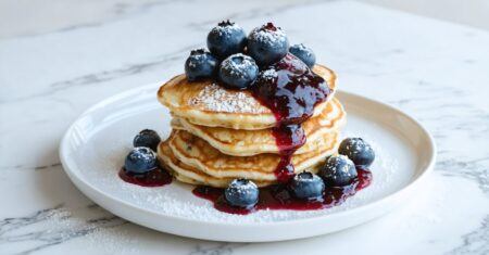 Lemon Poppy Seed Pancakes with Blueberry Compote - Chopped